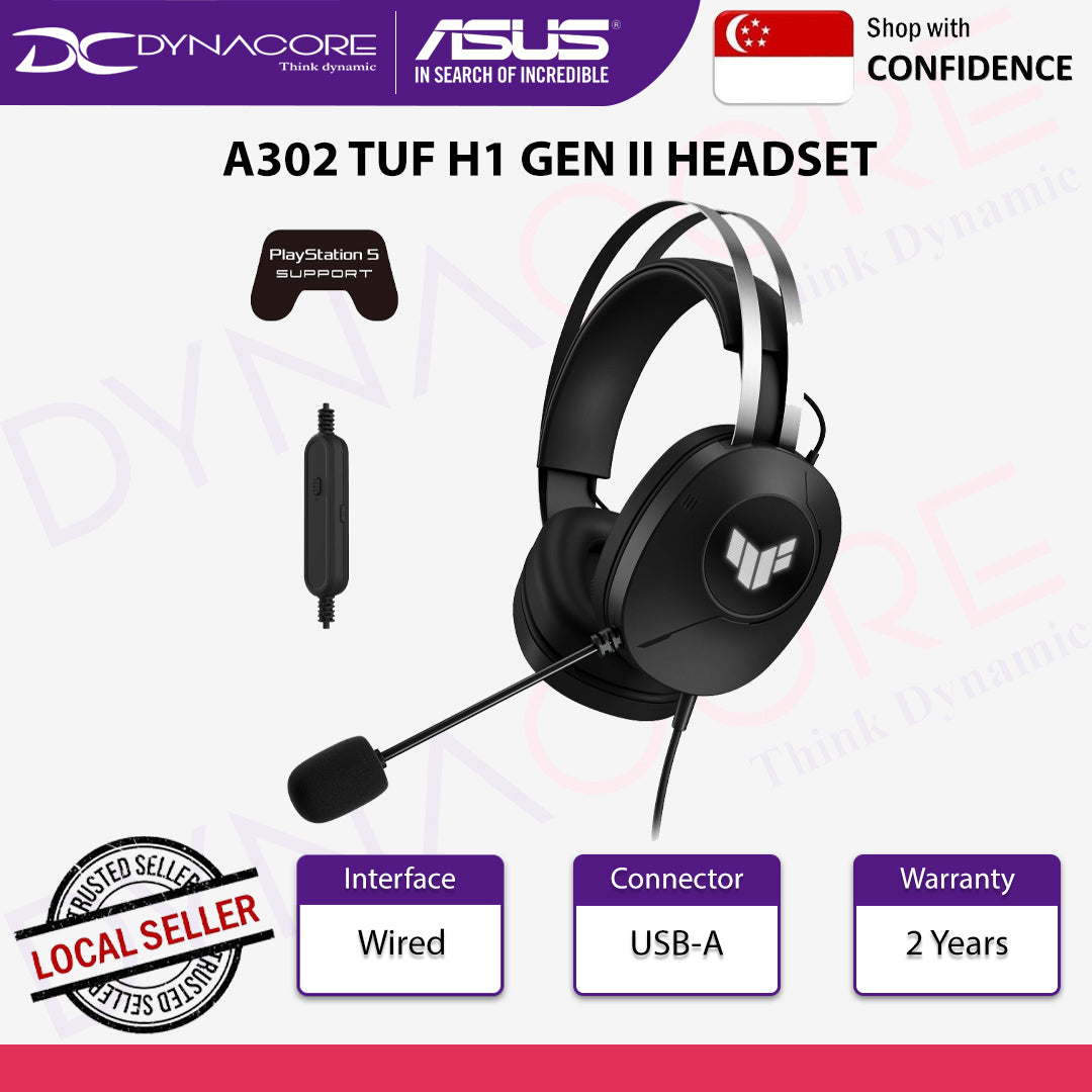 ASUS TUF Gaming H1 Gen II Wired Gaming Headset Virtual 7.1 Surround So ...
