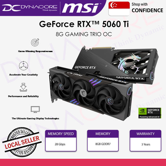 MSI GEFORCE RTX 5060Ti 8G GAMING TRIO OC - 4711377341394– Dynacore ...