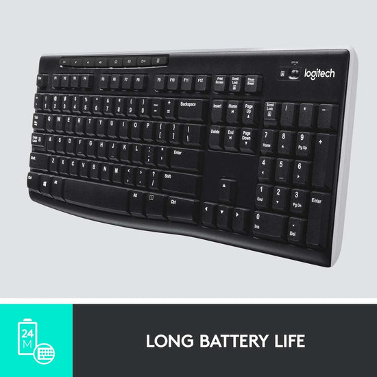 Logitech K270 Full Size Wireless Keyboard with Unifying Receiver for W ...
