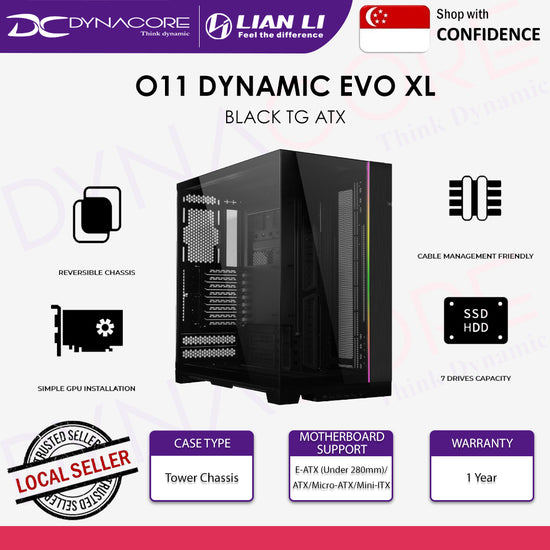 Lian Li O11 Dynamic EVO XL Black Full Tower Tempered Glass Dual Chambe ...