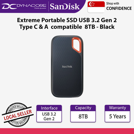 SanDisk Extreme Portable SSD SDSSDE61 USB 3.2 Gen 2 Type C and Type A ...