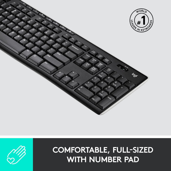 Logitech K270 Full Size Wireless Keyboard with Unifying Receiver for W ...